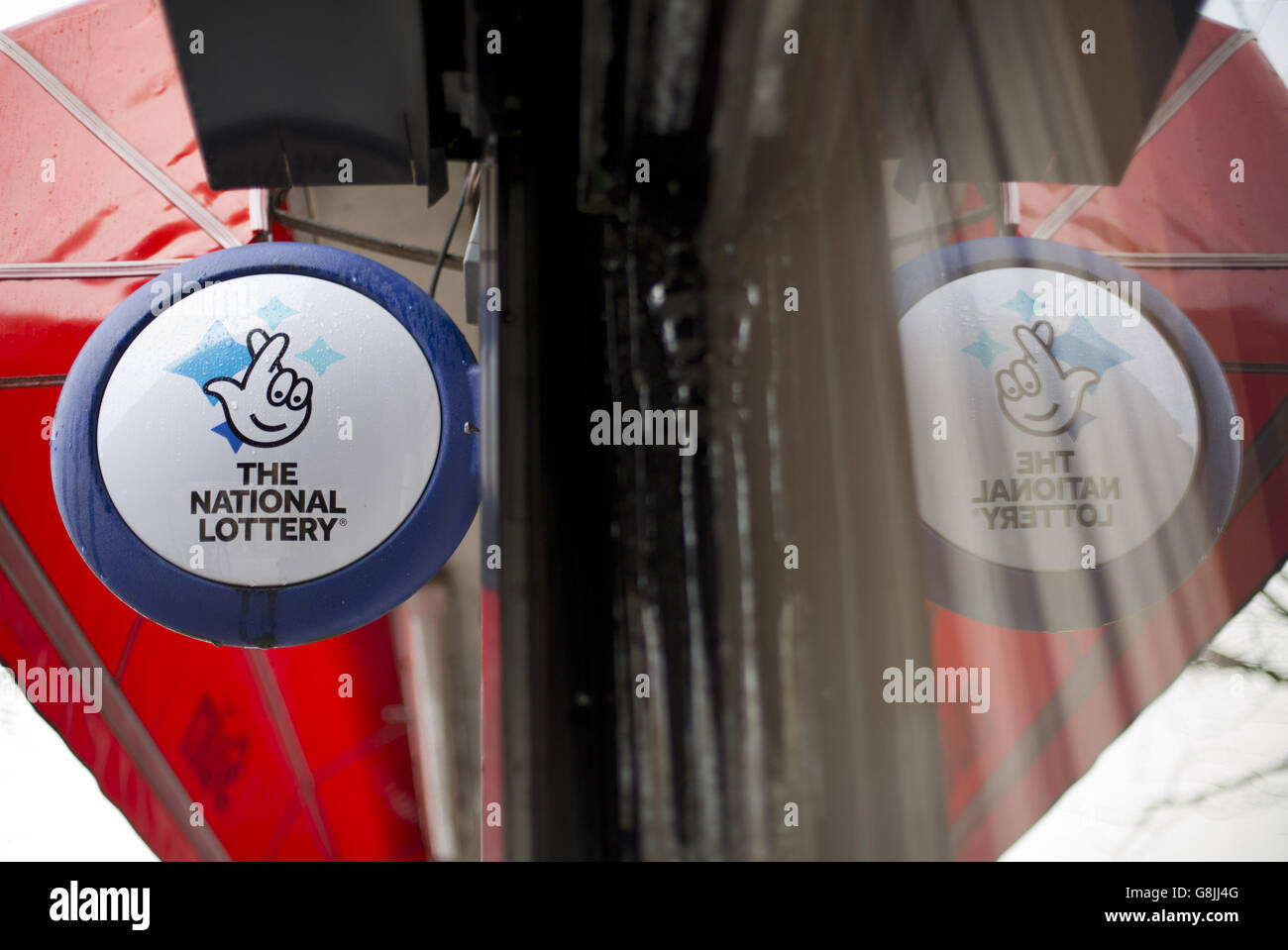 National Lottery stock. A National Lottery sign outside a newsagent in ...