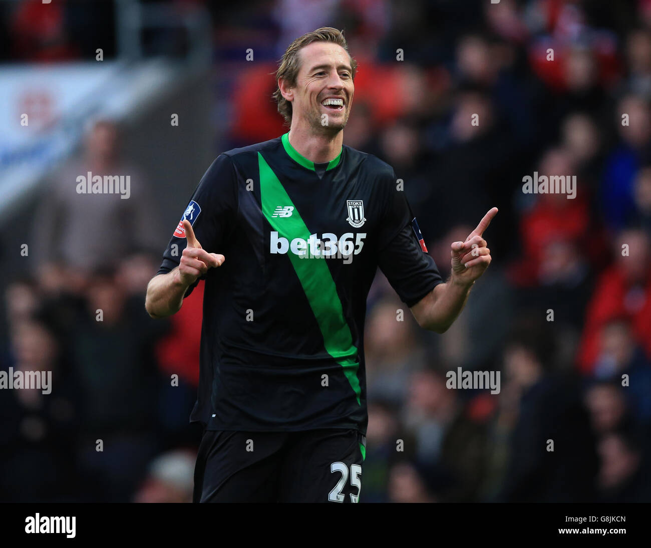 Stoke City's Peter Crouch celebrates scoring the first goal Stock Photo ...