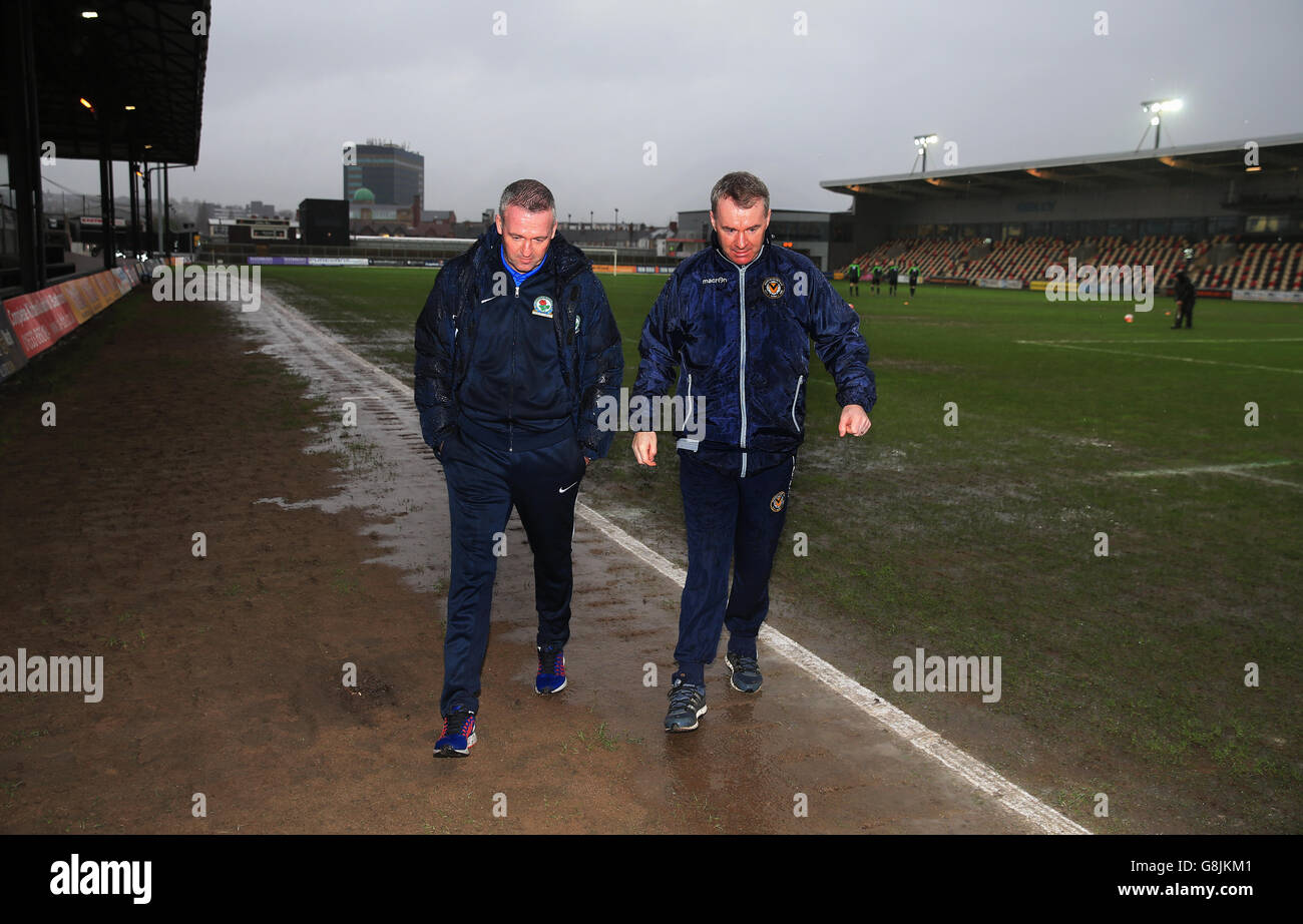 Blackburn Rovers Manager Paul Lambert with Newport County Manager John ...