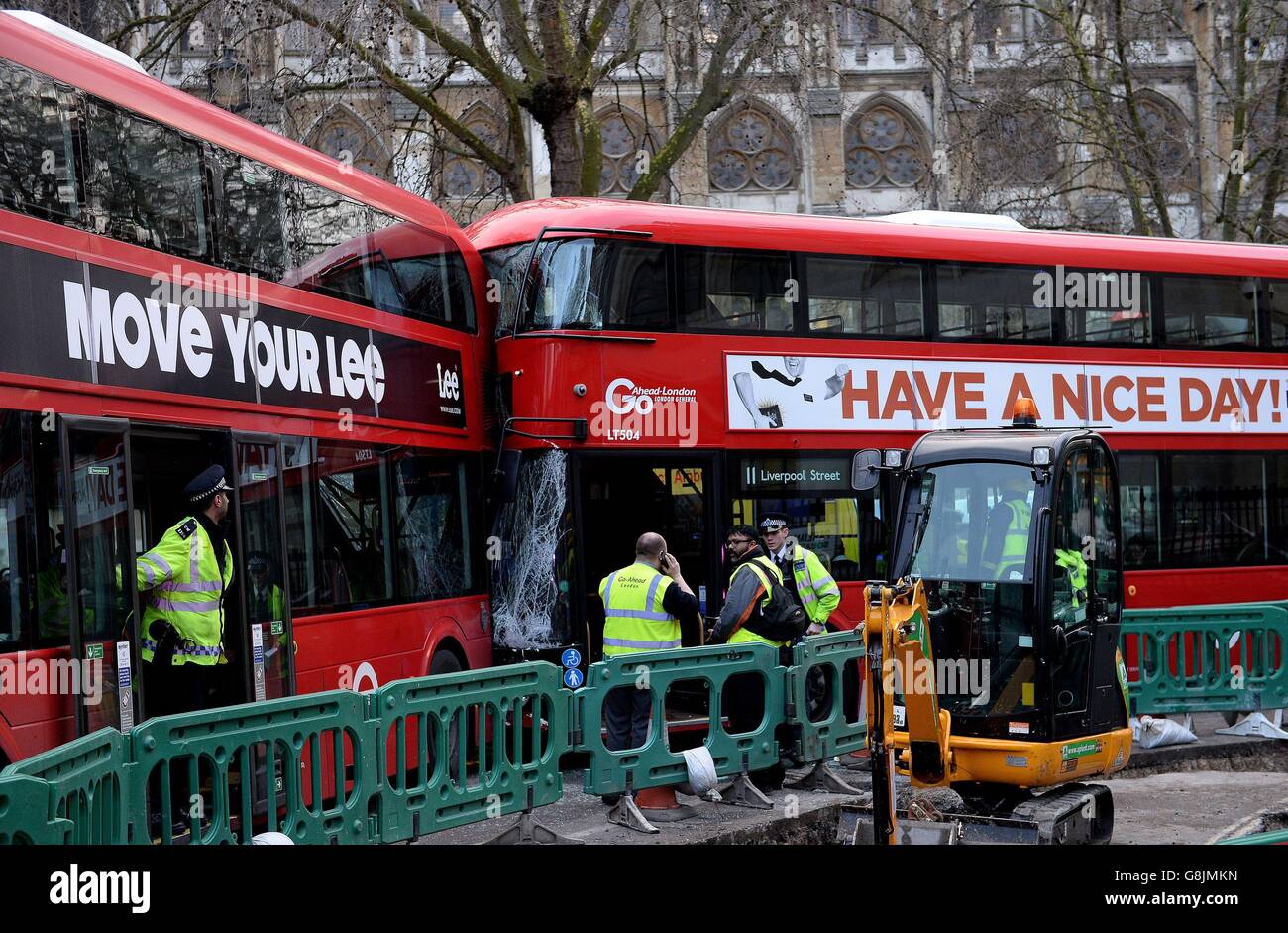 Two of three buses that were involved in an accident in Parliament ...