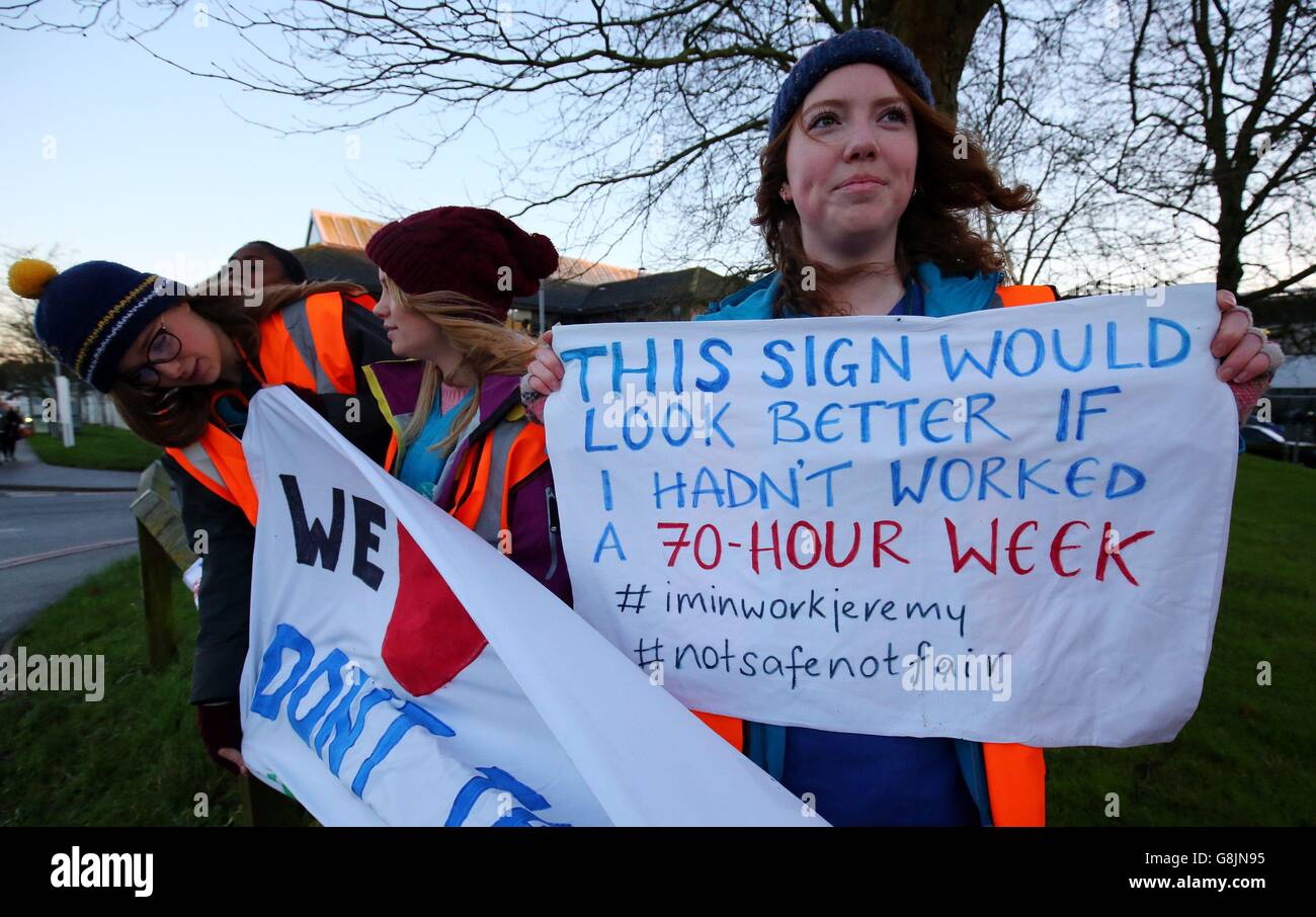 Junior doctors on the picket line outside Maidstone Hospital in Kent as ...