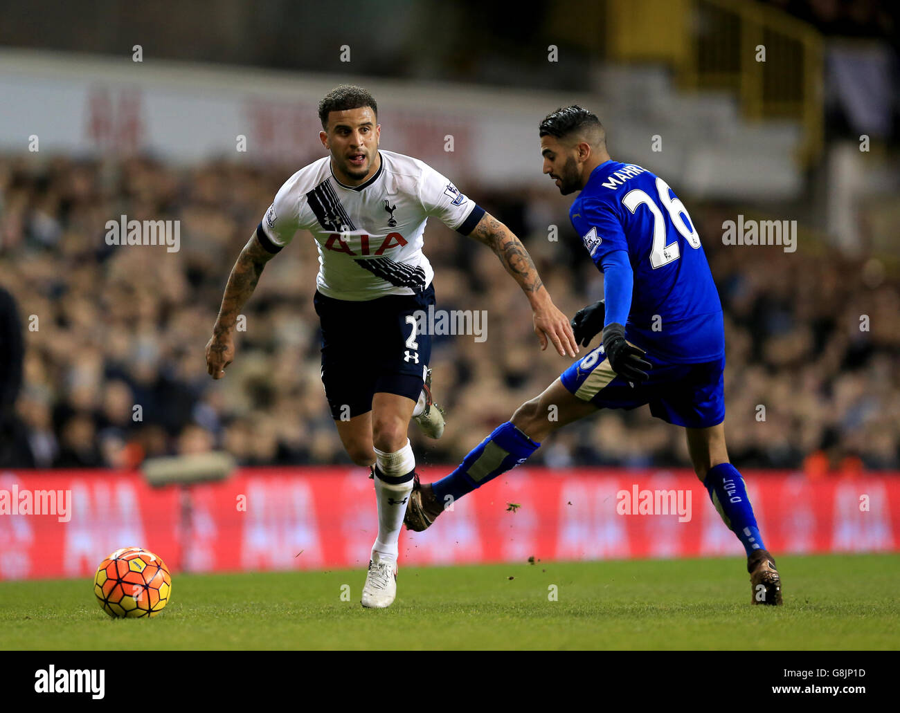 Leicester City's Riyad Mahrez (right) and Tottenham Hotspur's Kyle ...