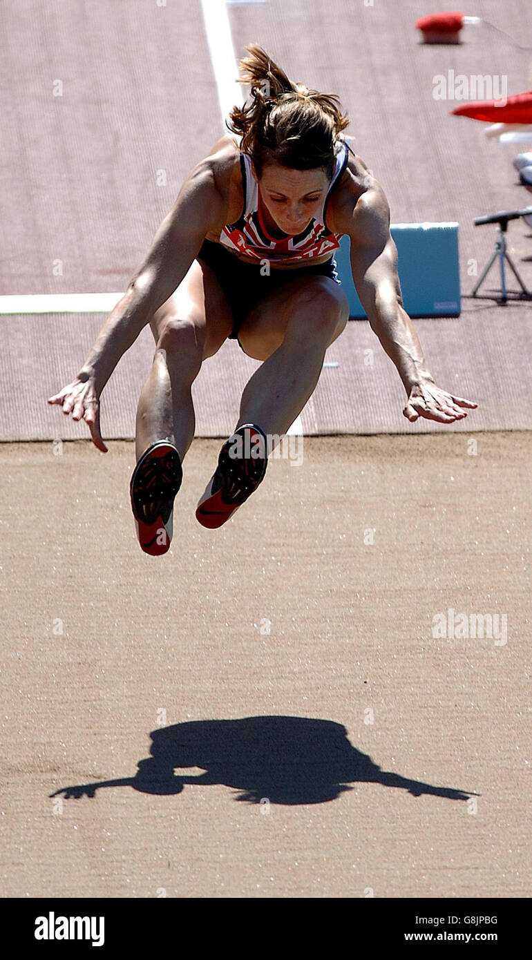 Great Britain's Kelly Sotherton jumps in the Long Jump event on the ...