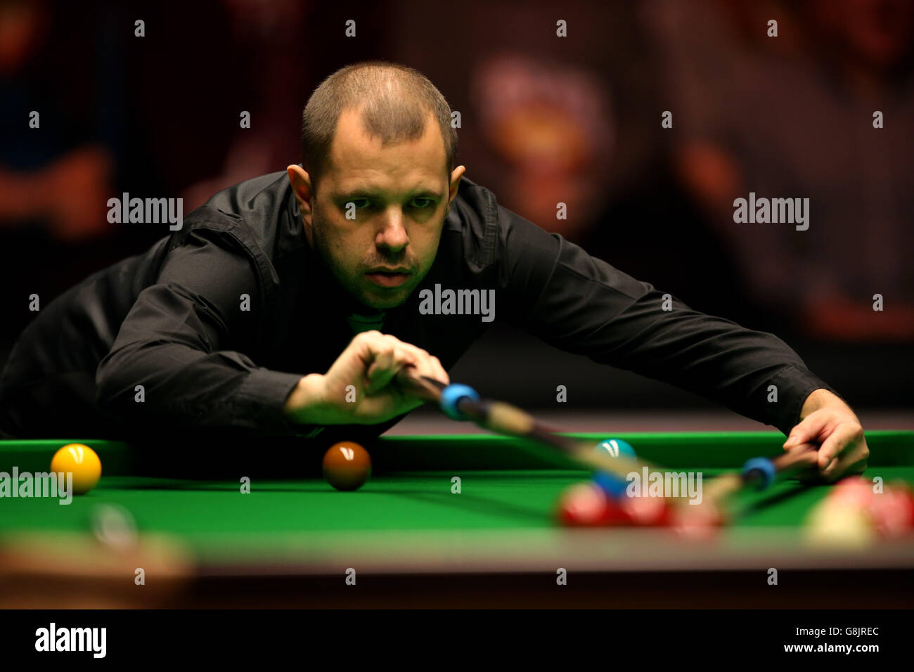 Barry Hawkins in action during day seven of the Dafabet Masters 2016 at ...