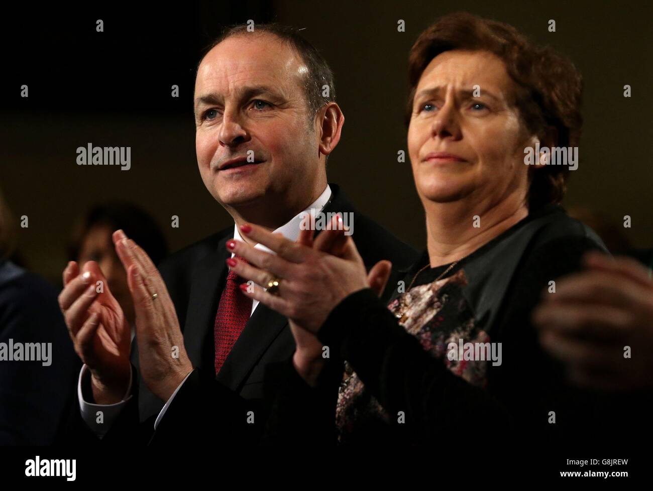 Fianna Fail leader Micheal Martin and his wife Mary during the party's annual ard fheis at ...