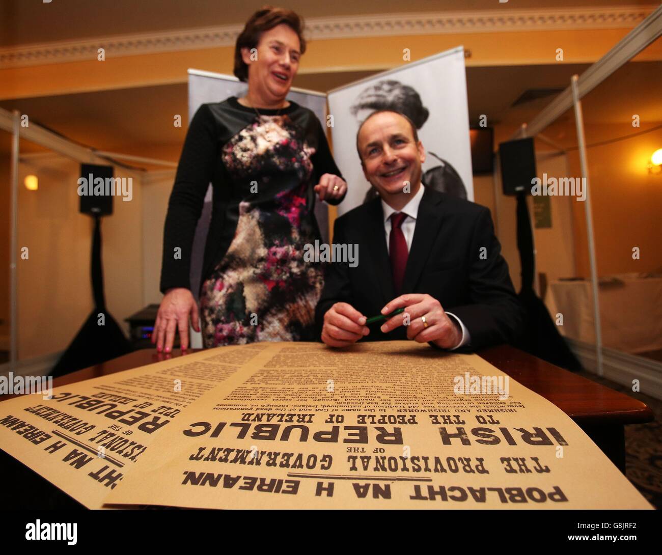 Mary Martin watches as her husband Fianna Fail leader Micheal Martin ...