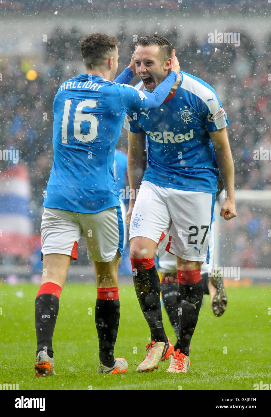 Rangers' Danny Wilson (right) celebrates scoring their first goal of ...