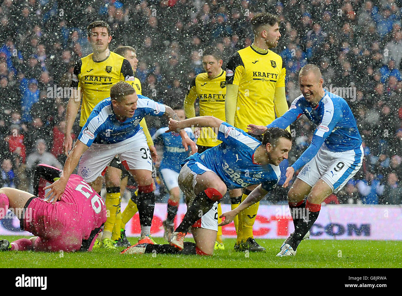 Rangers' Danny Wilson celebrates scoring their first goal of the game ...