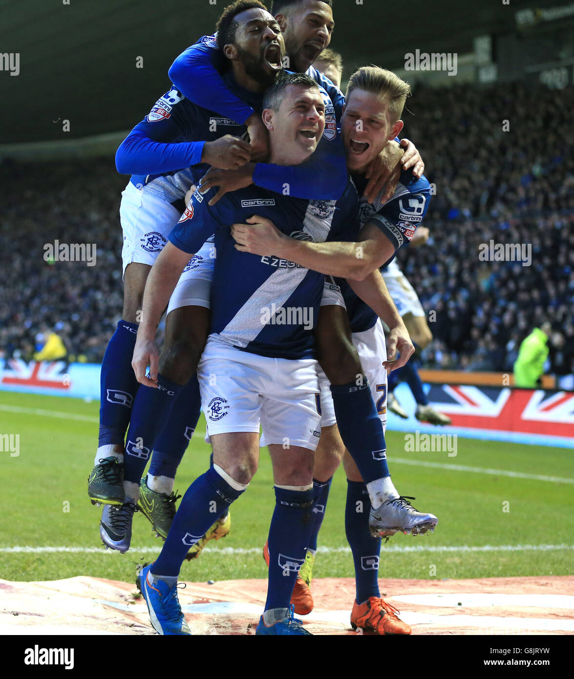 Birmingham City's Paul Robinson (bottom) celebrates scoring his side's ...