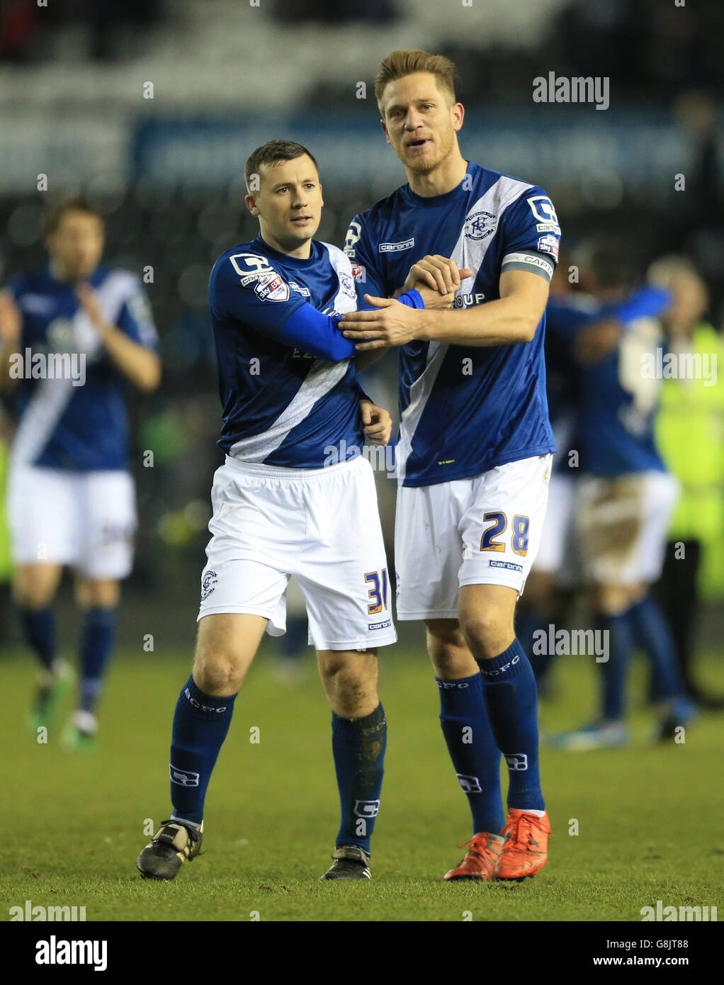 Birmingham City's Michael Morrison (right) and Paul Caddis (left ...