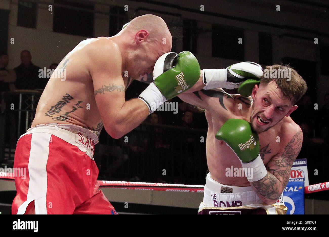 Billy Long (right) and Kieron Gray during their Super-Middleweight ...
