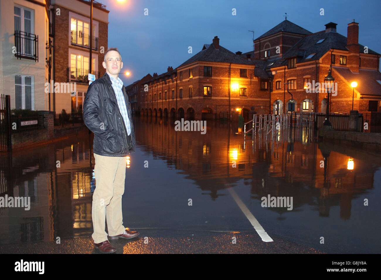 Chris Wardle, 46, stands near his first-floor flat on Skeldergate, a ...
