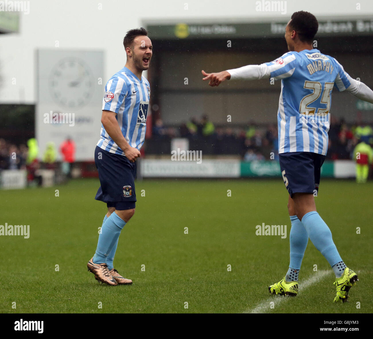 Coventry citys adam armstrong celebrates after he his sides goal hi-res ...