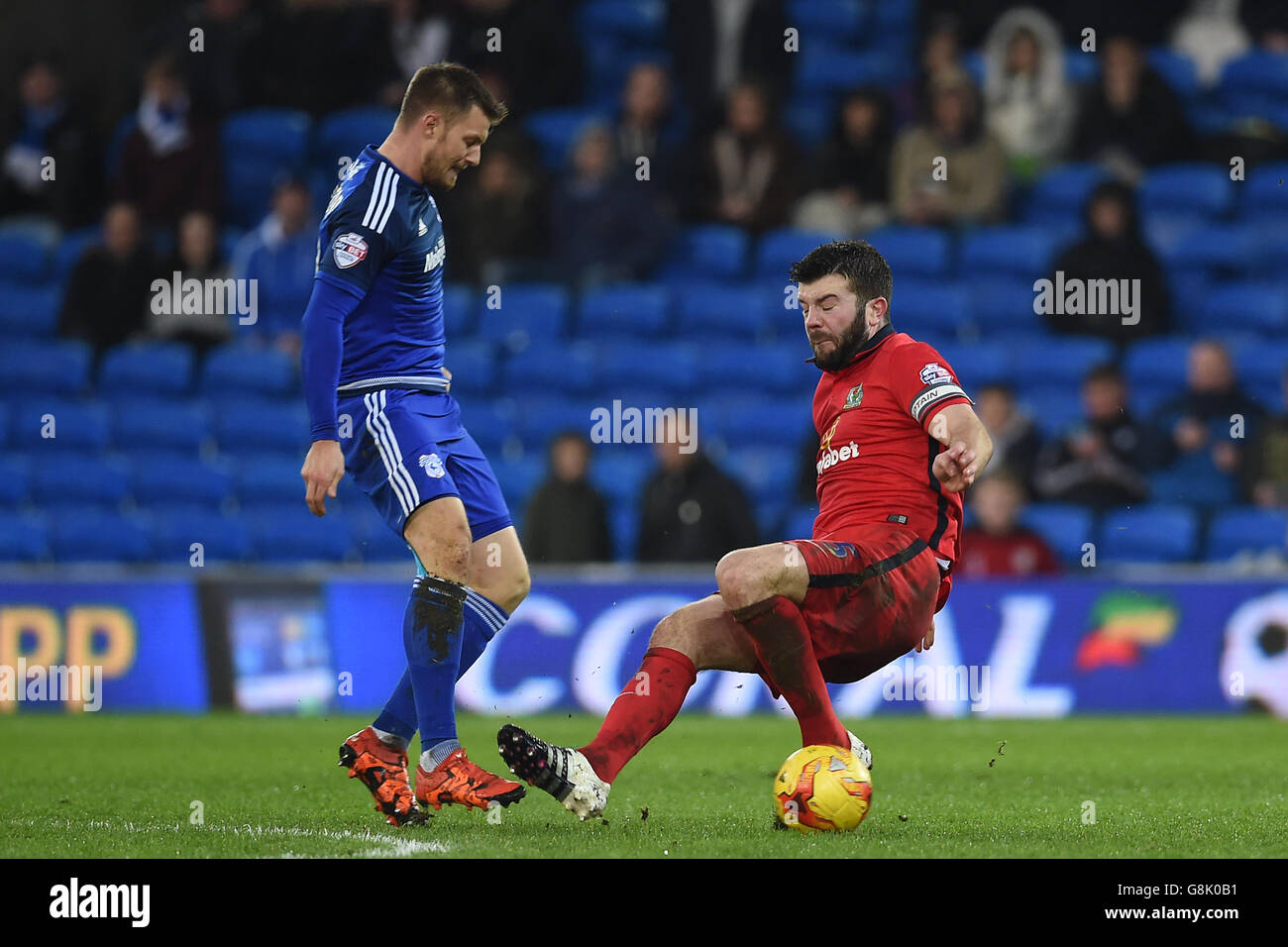Cardiff City's Anthony Pilkington (left) and Blackburn Rovers' Grant ...
