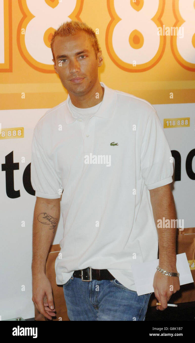 Callum Best arrives at a party to launch the new Directory Enquiries ...