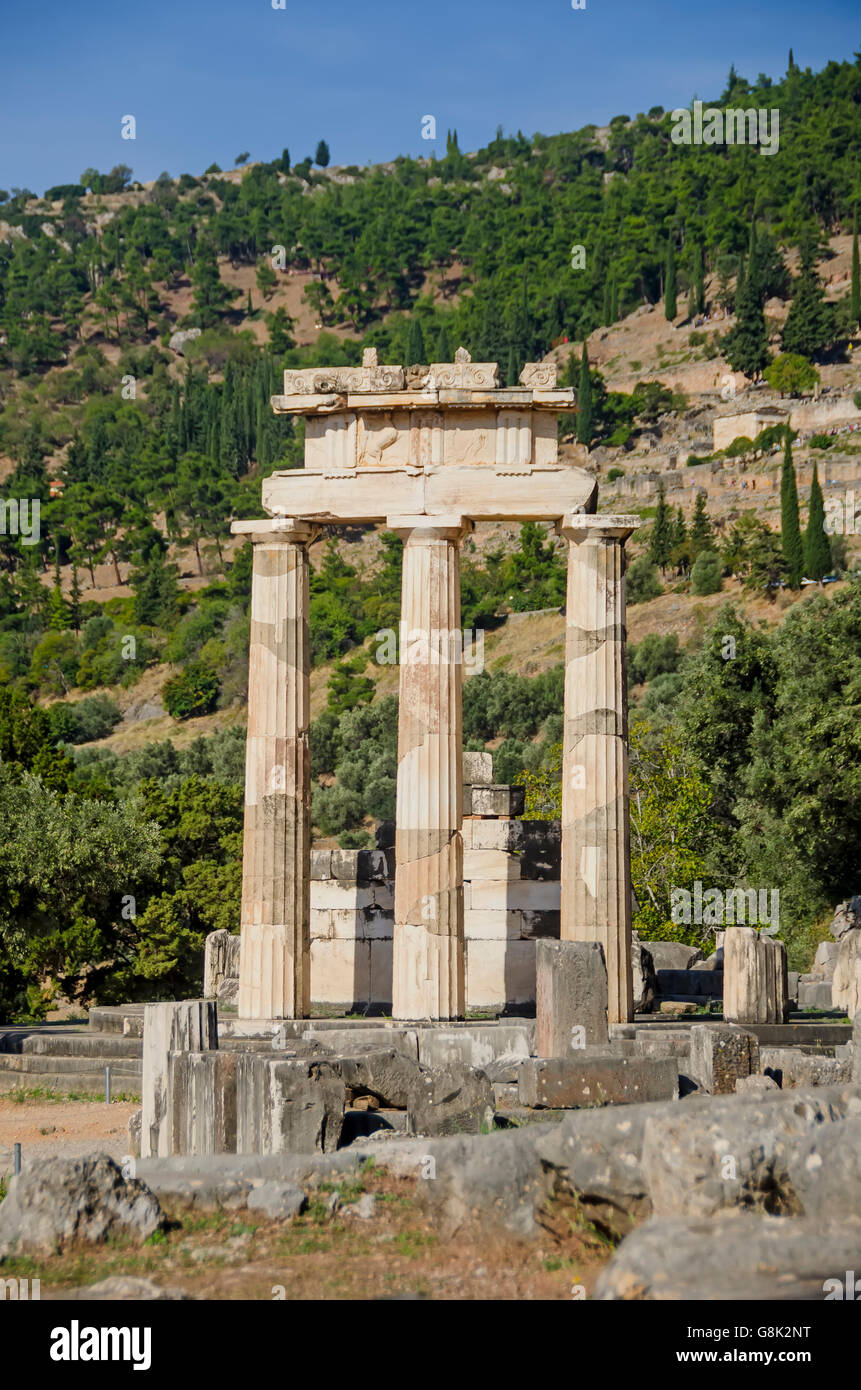 The Tholos circular building at sanctuary of Athena Pronaia Delphi ...