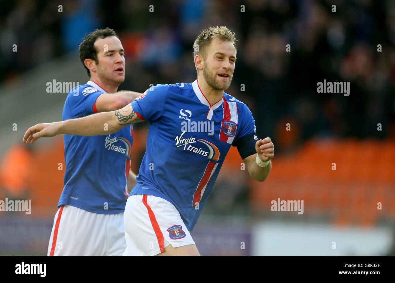 Carlisle United's Danny Grainger celebrates his opening goal Stock ...