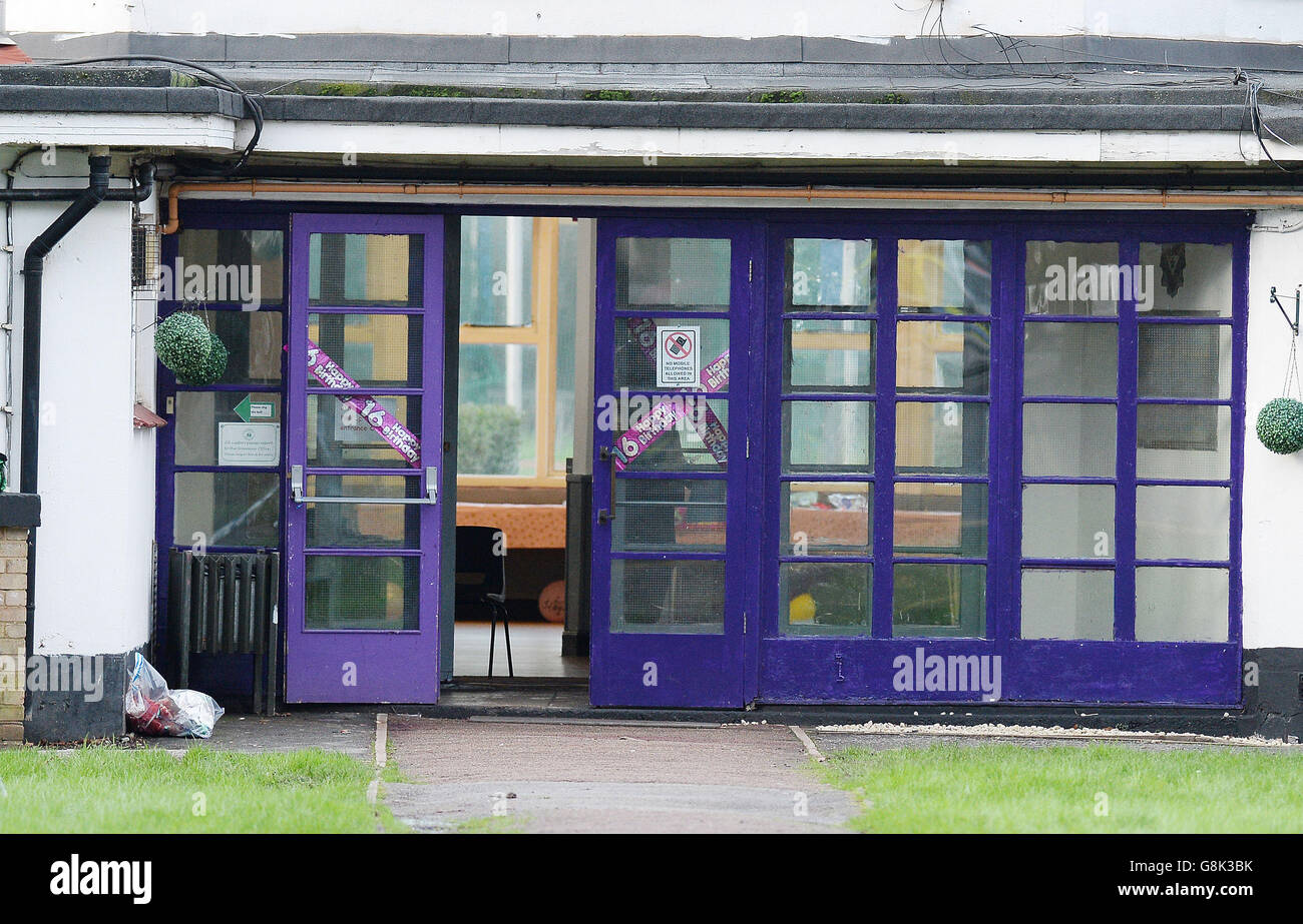 The entrance of the social club in Ashton playing fields near to where ...