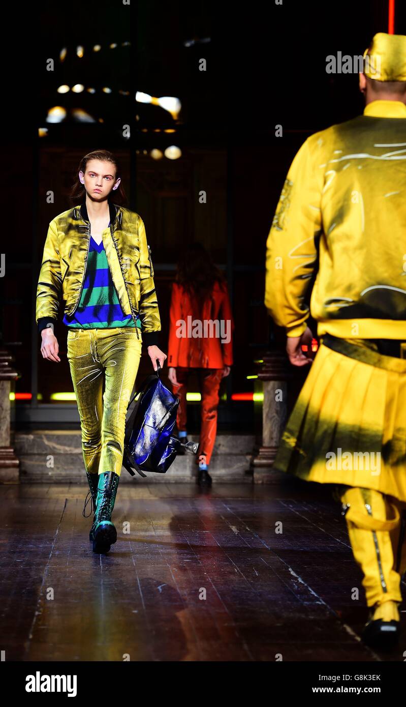 Moschino Catwalk - London Collections Men AW2016. Models on the catwalk ...