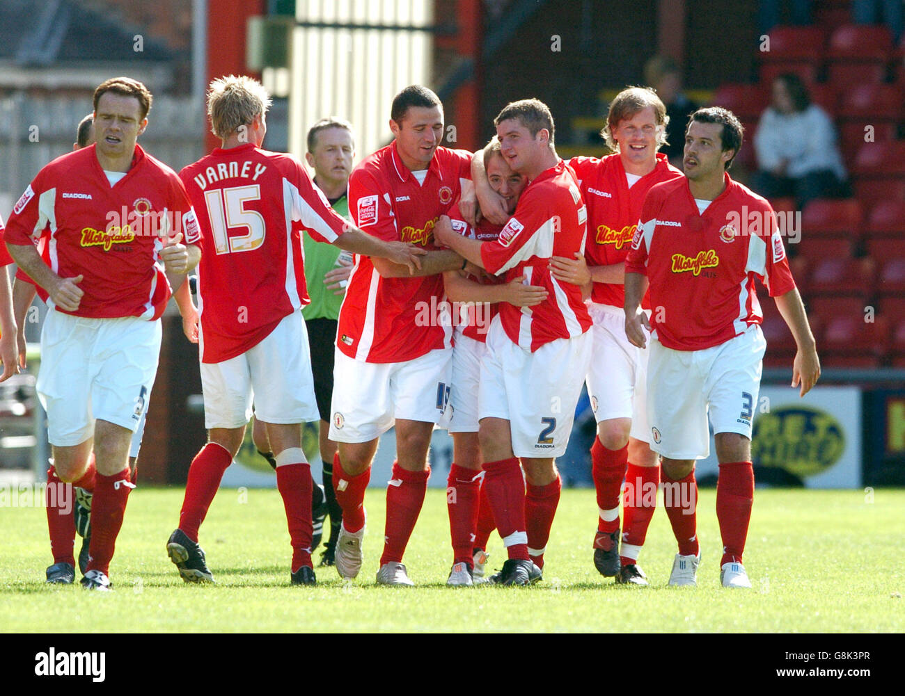 Crewe alexandras david vaughan c celebrates scoring the winning goal hi ...