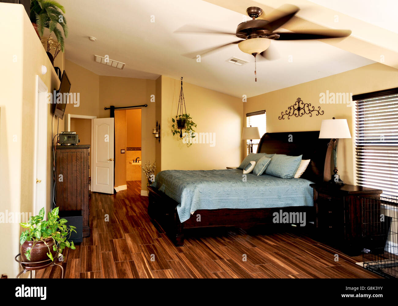 Spacious master bedroom home interior Stock Photo - Alamy