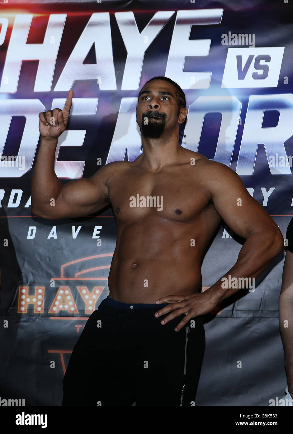 David Haye during the weigh-in at Cineworld at the O2, London Stock ...