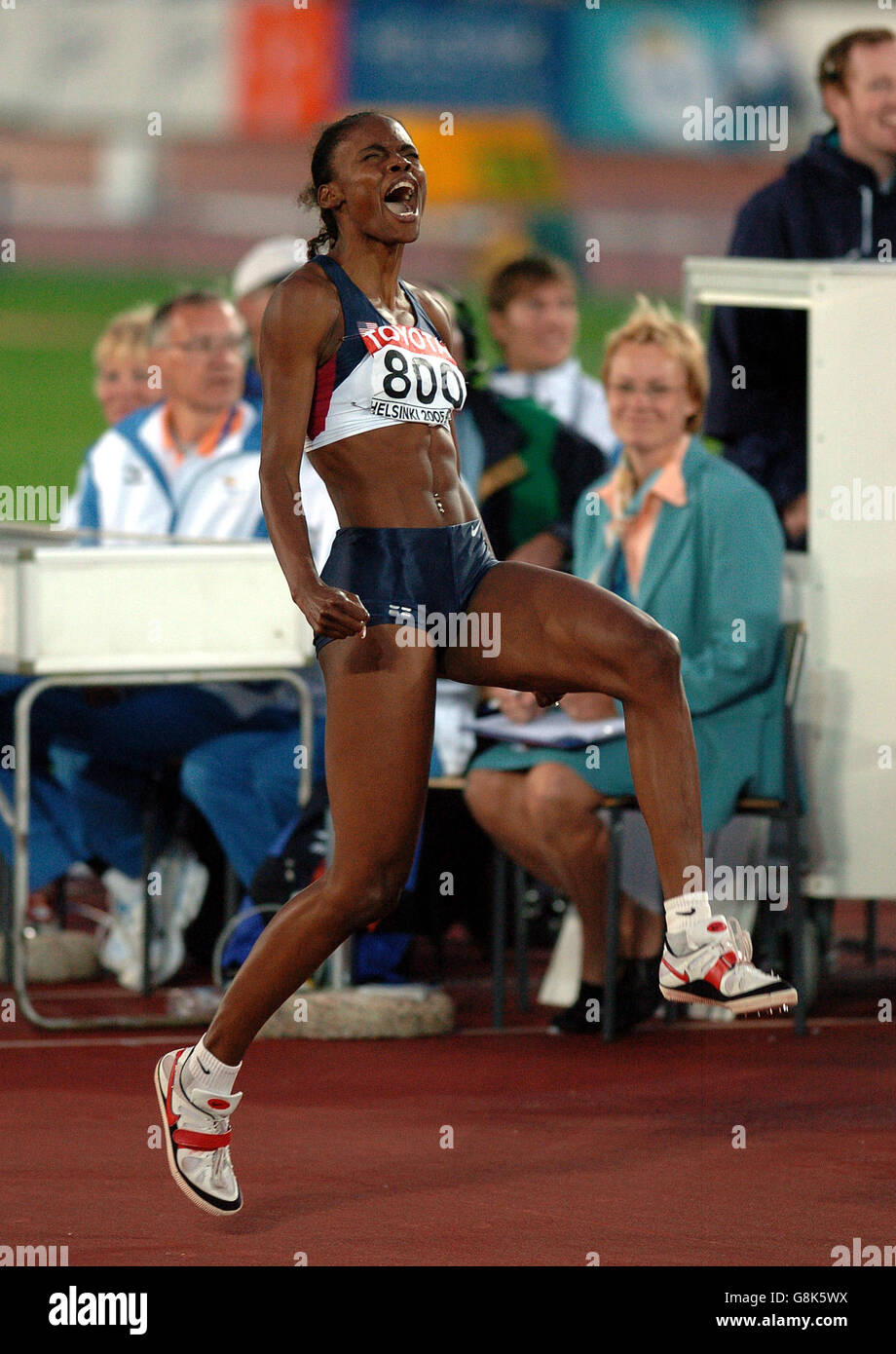 USA'a Chaunte Howard celebrates clearing 2.00m in the high jump final ...