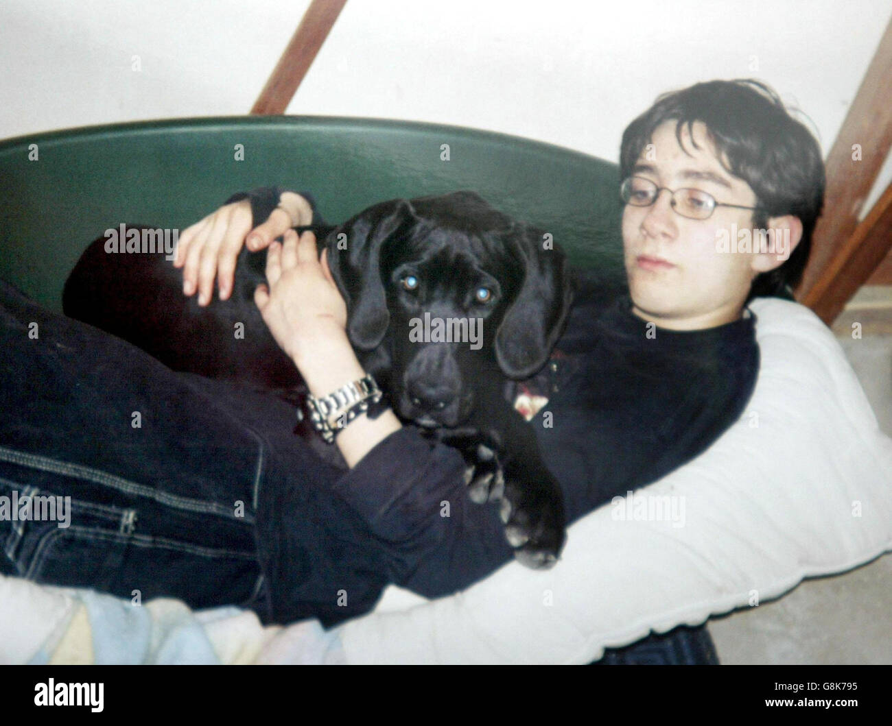 Thomas Devlin, 15, with his dog Rosie. Devlin was stabbed to death as ...