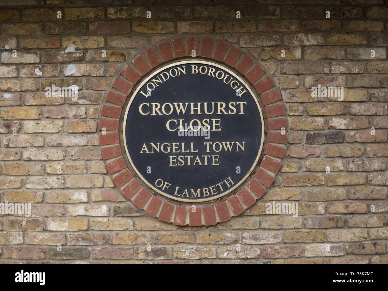A sign in a wall denoting Angell Town estate in Brixton, south London ...