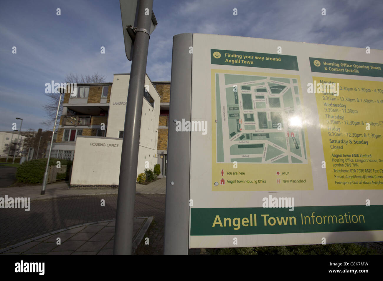 Sink Estate Stock - Brixton. An information sign outside the Housing ...