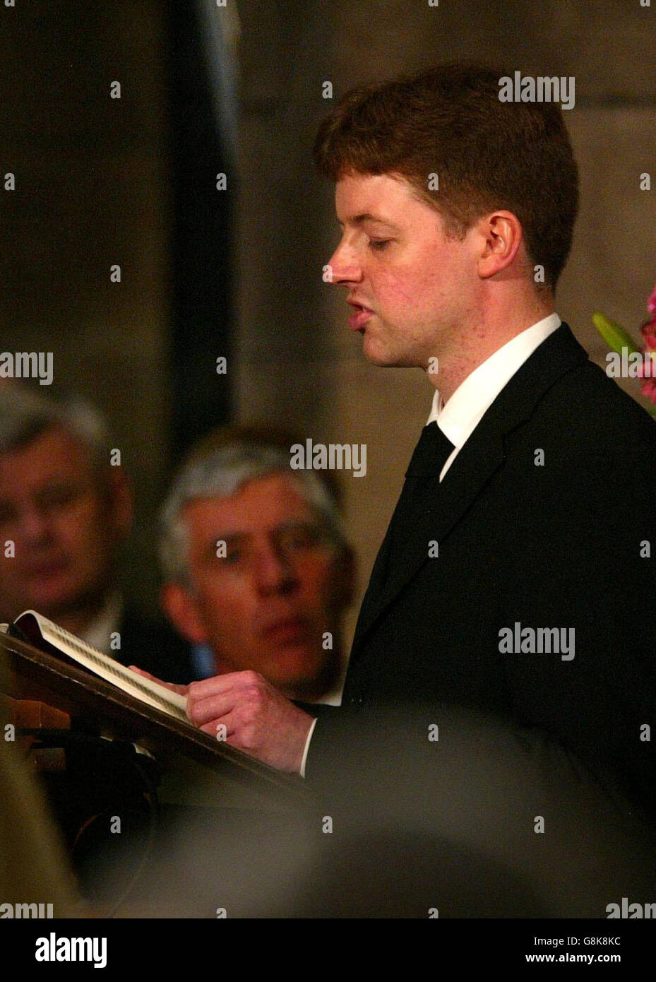 Chris Cook gives a reading during the funeral of Foreign Secretary ...