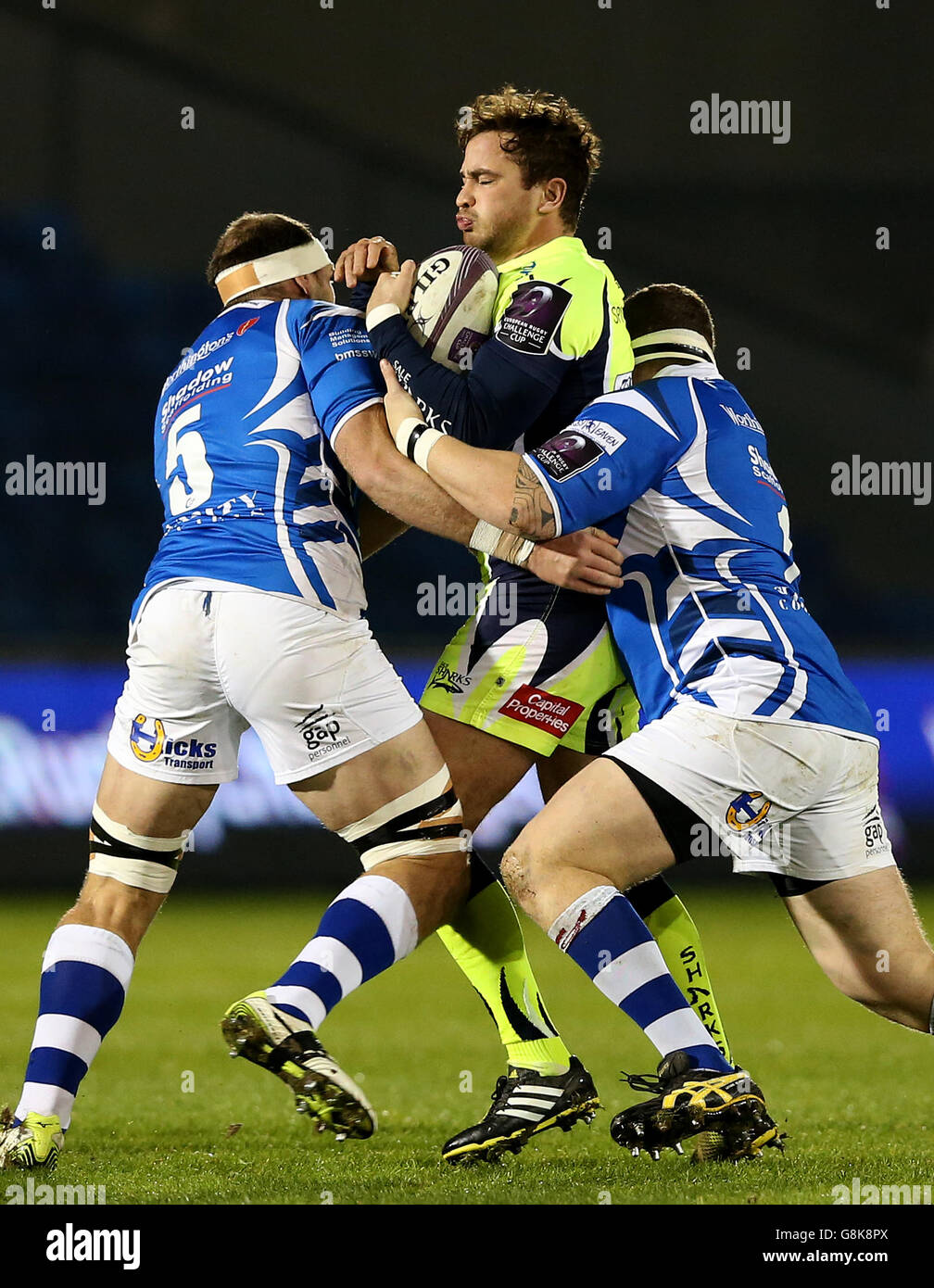 Sale Sharks' Danny Cipriani is tackled by Newport Gwent Dragons' Phil ...