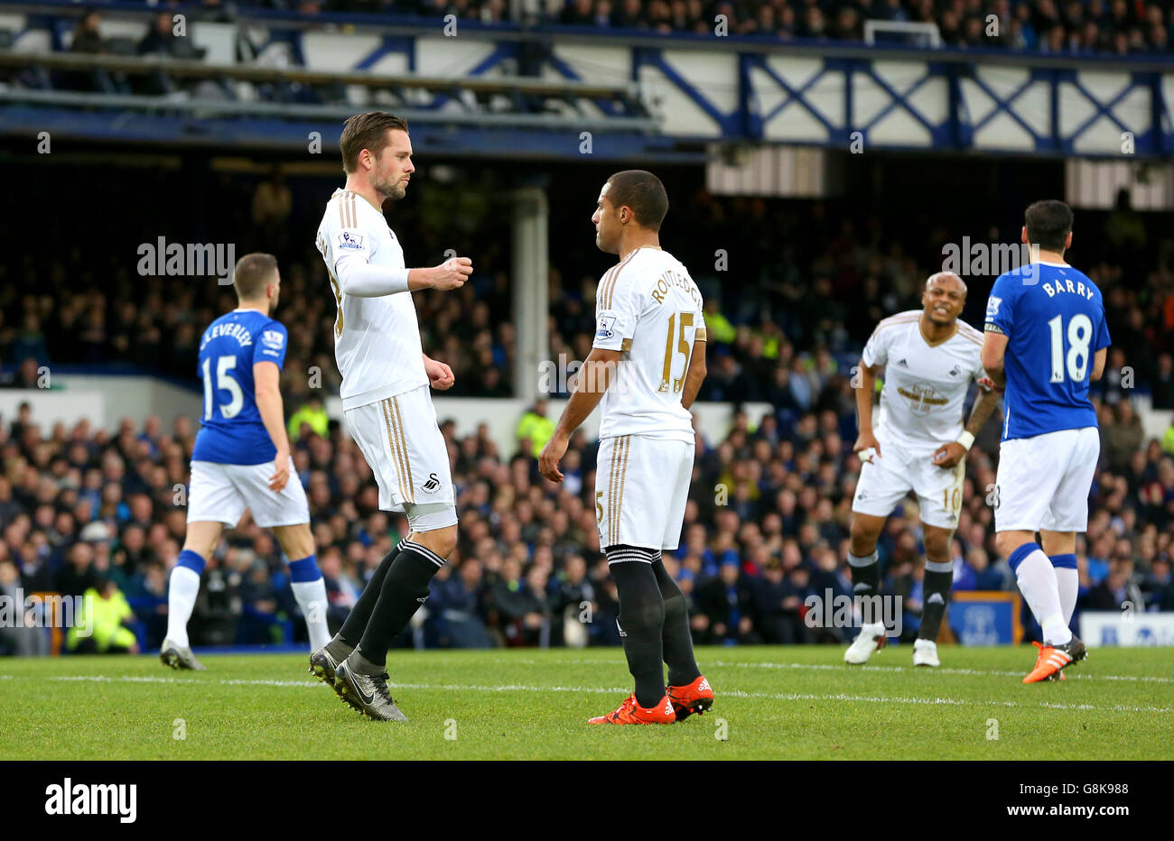 Swansea City's Gylfi Sigurdsson celebrates scoring his sides first goal ...