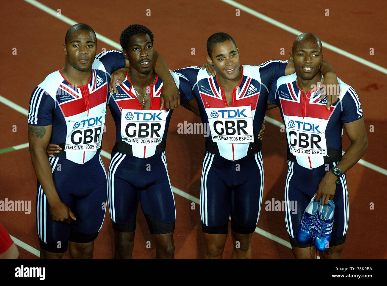 Great Britain's 4x100m relay team, Mark Lewis-Francis, Chritian Malcolm ...