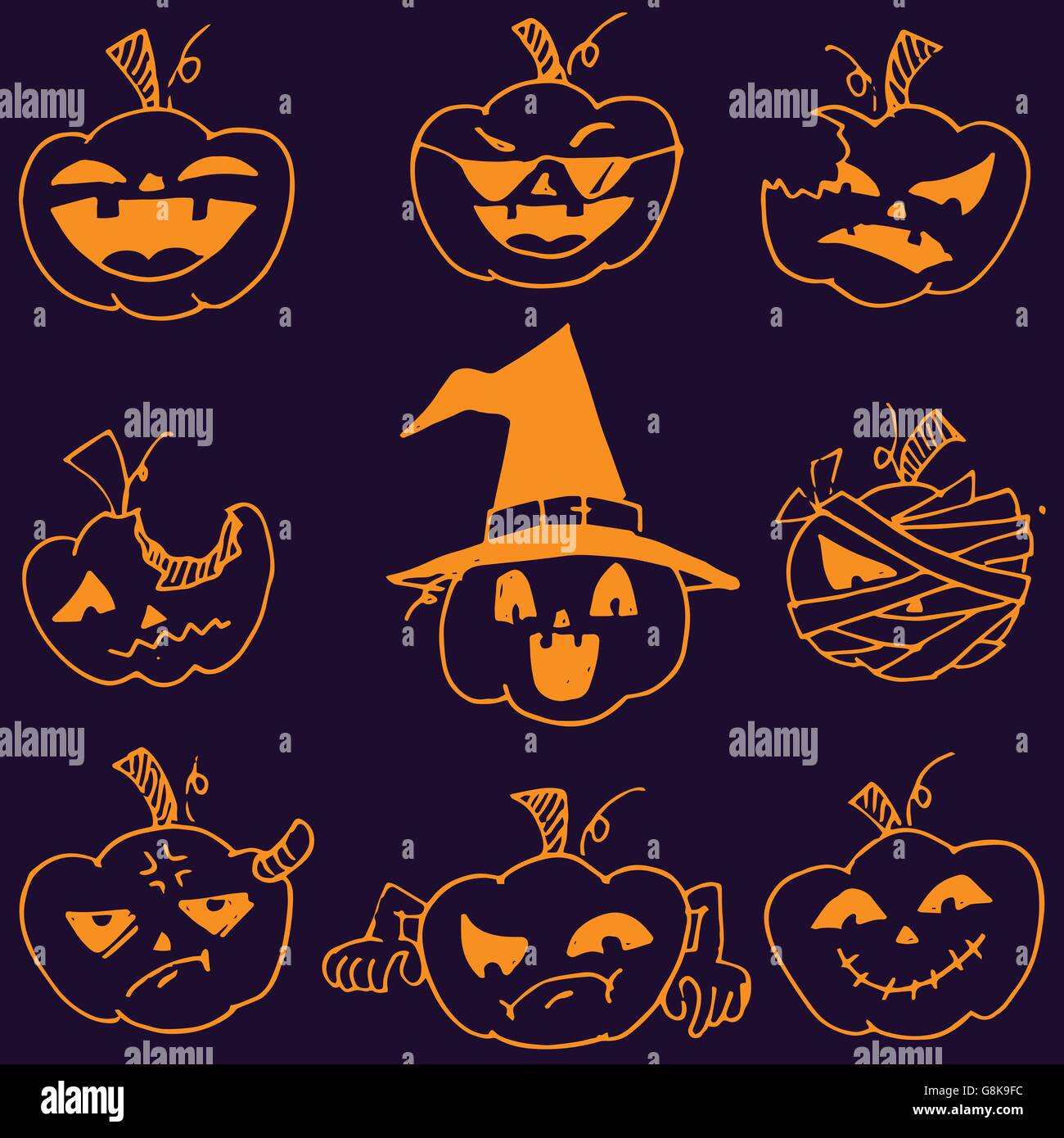 Doodle pumpkins Stock Vector Images - Alamy