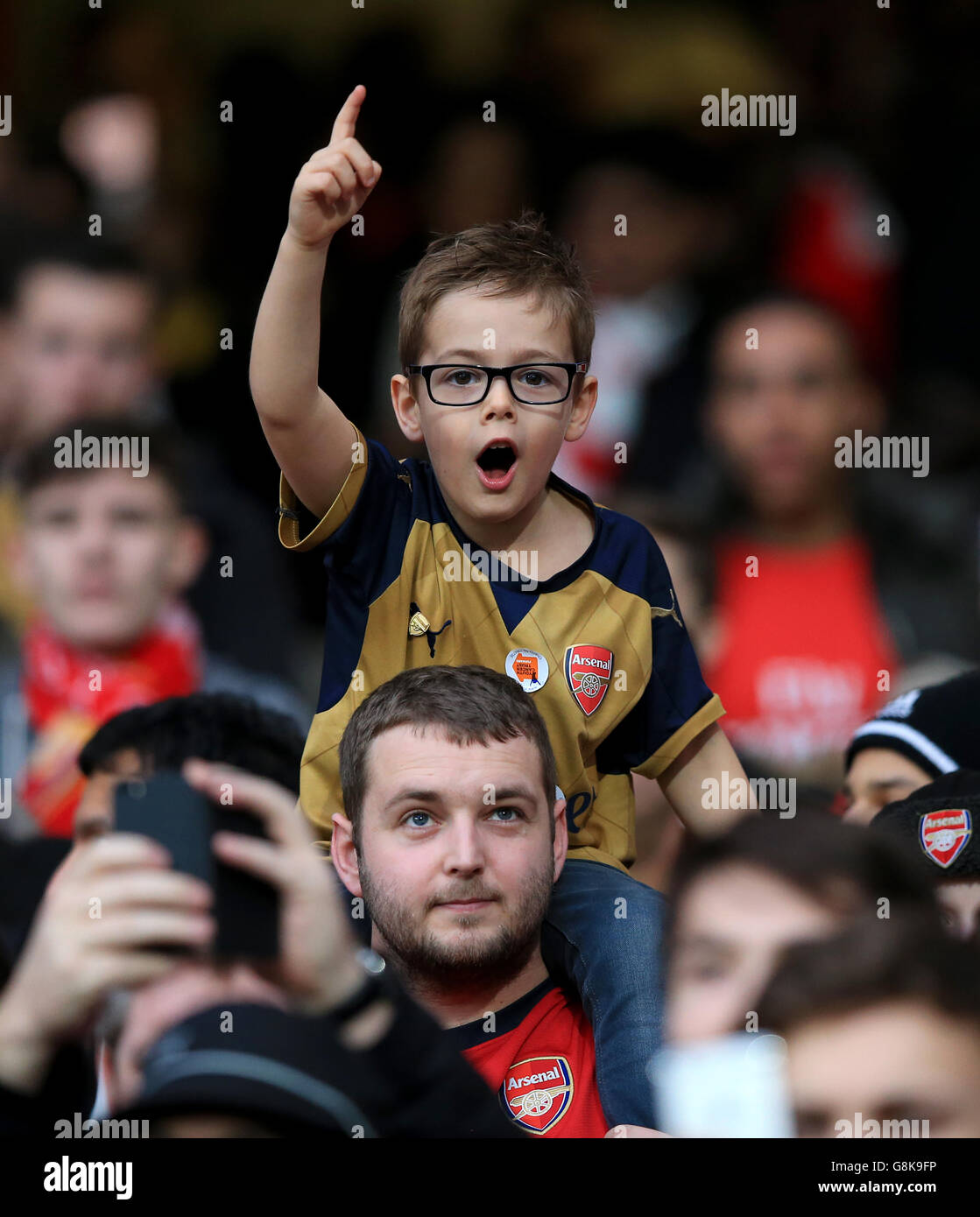 Arsenal fans in the stands at the emirates stadium hi-res stock ...
