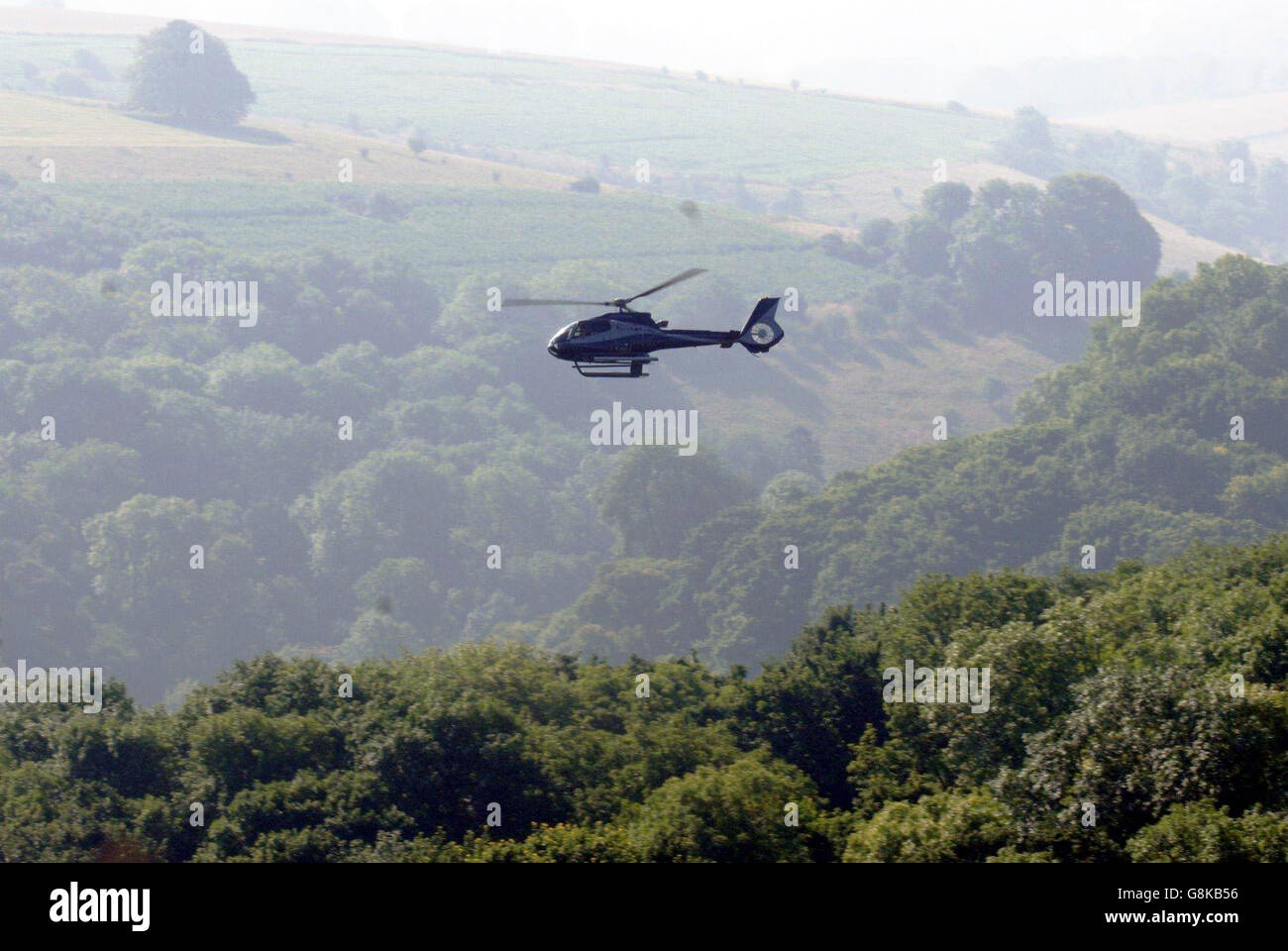 A helicopter arrives at Ashcombe House Estate in Wiltshire, the home of ...