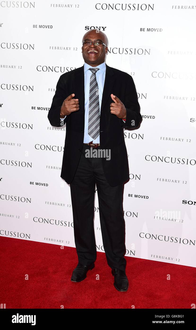 Kris Akabusi attending a screening of the new film Concussion at the ...