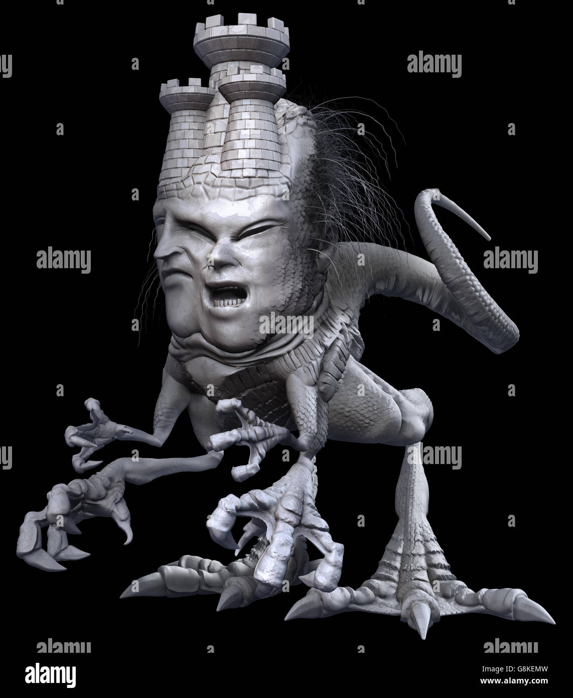 Watchtower monster with two-faced head mounted on a dragon Stock Photo ...