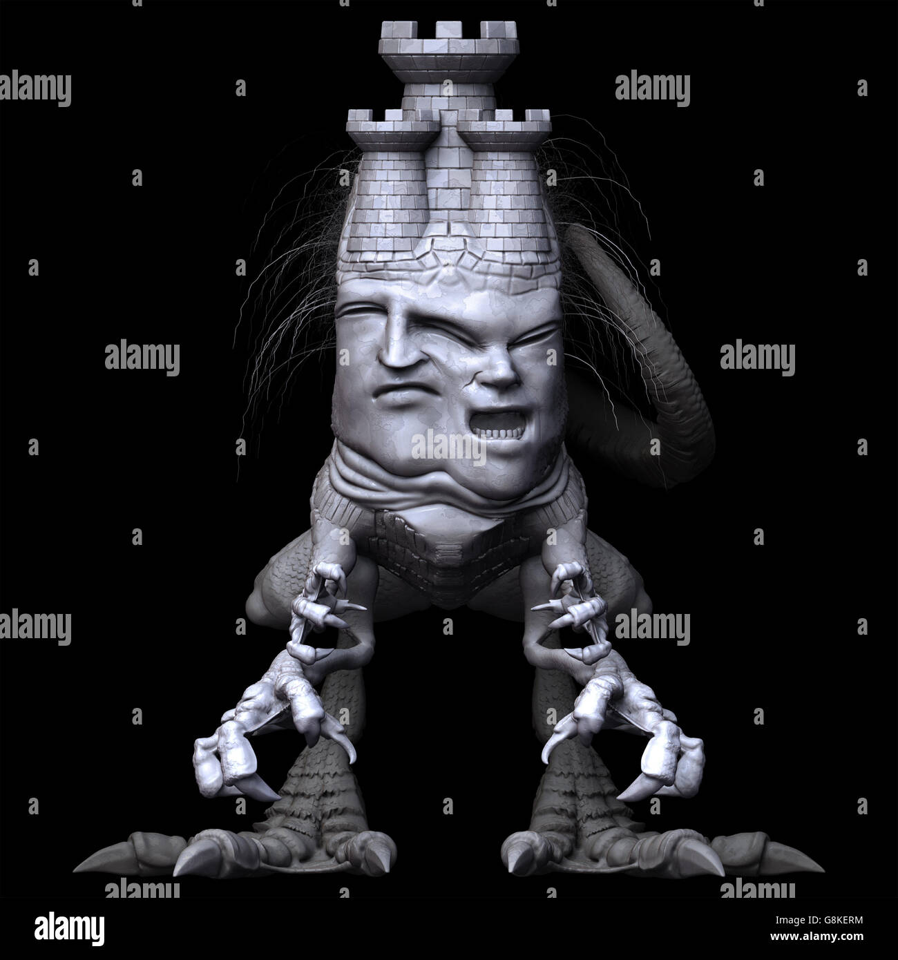 Front view of watchtower monster on black Stock Photo - Alamy