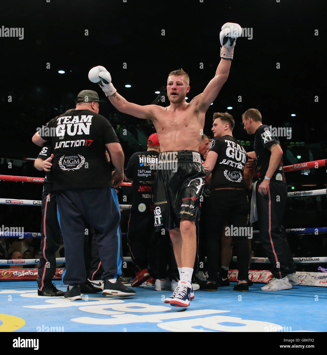 John Wayne Hibbert celebrates beating Tommy Martin (not pictured) in ...