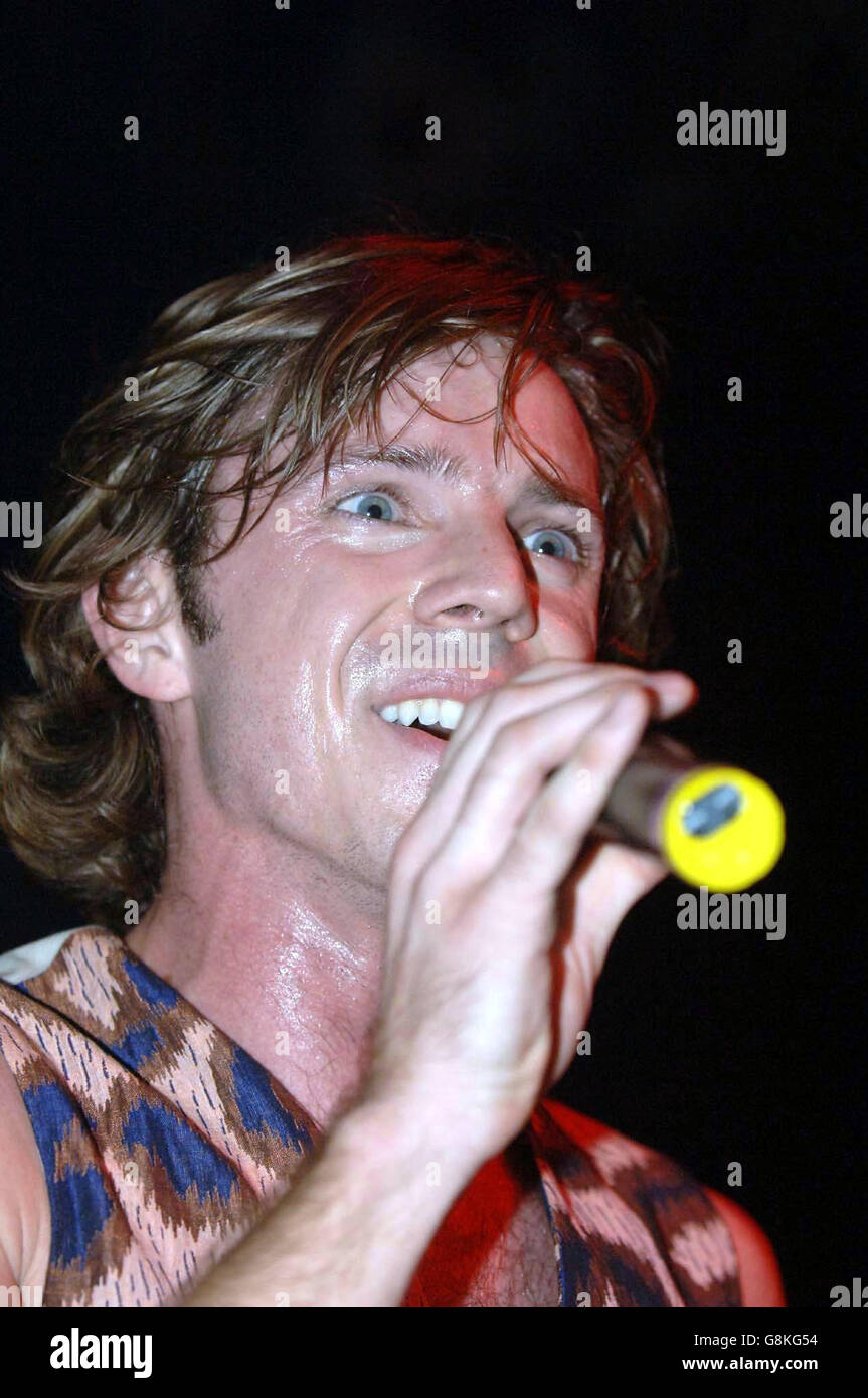 Scissor Sisters lead singer Jake Shears performs on stage at the Forum ...