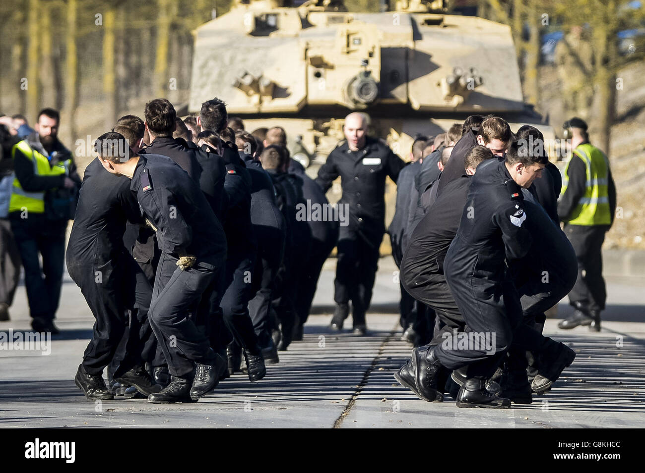 Tank pull Guinness World Record attempt Stock Photo - Alamy