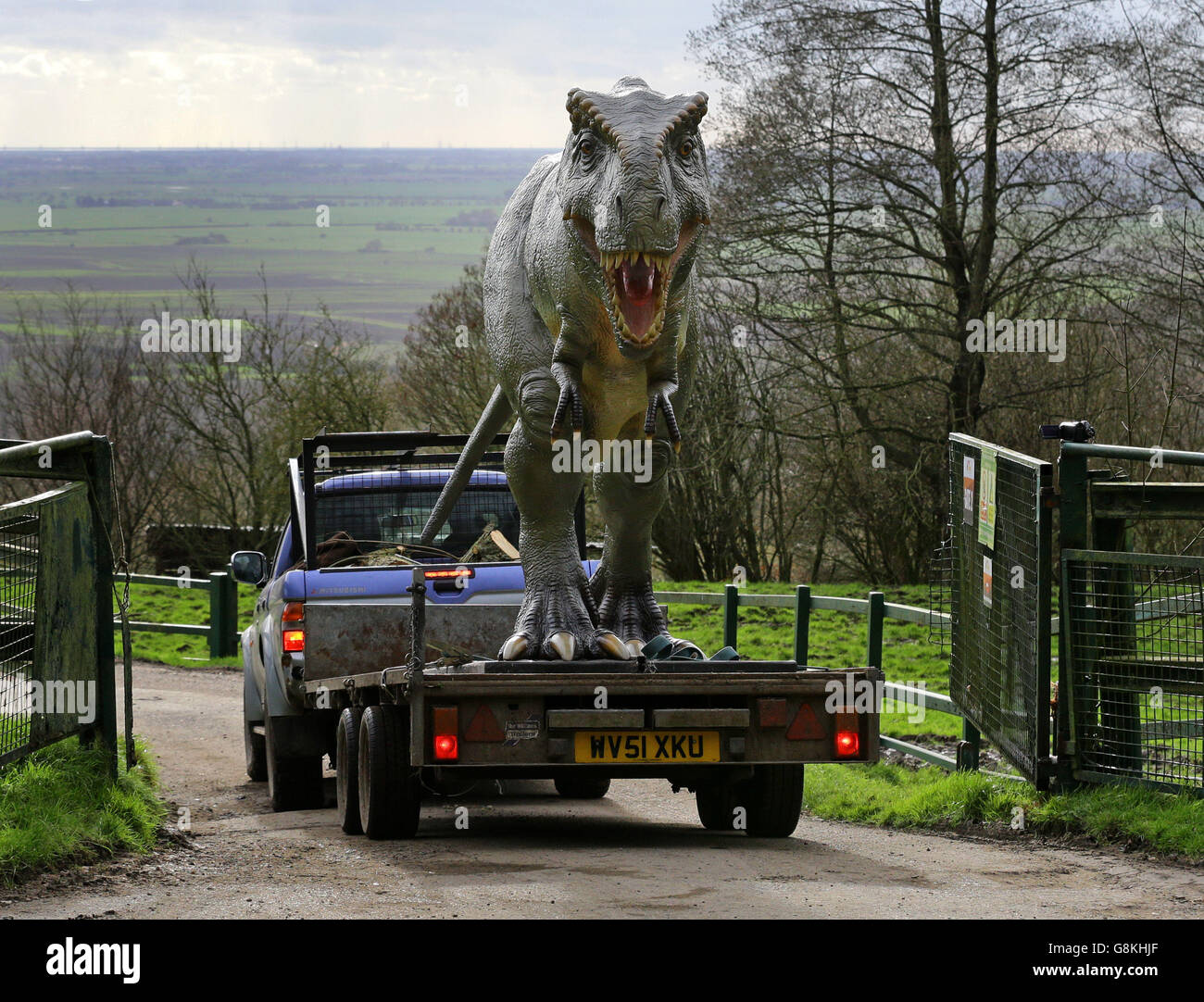 Dinosaur delivery at Port Lympne Wild Animal Park Stock Photo - Alamy