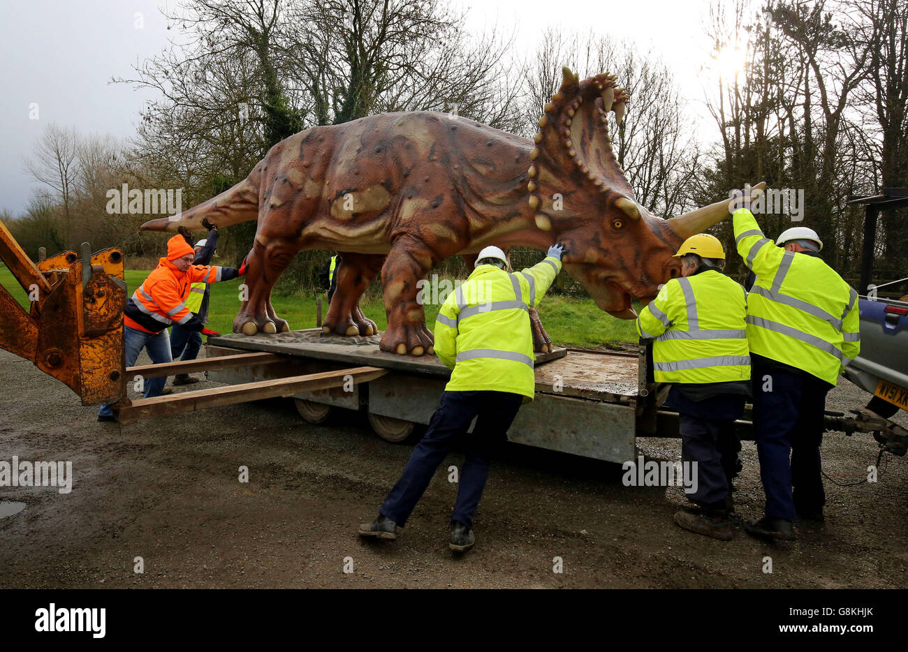 Dinosaur delivery at Port Lympne Wild Animal Park Stock Photo - Alamy