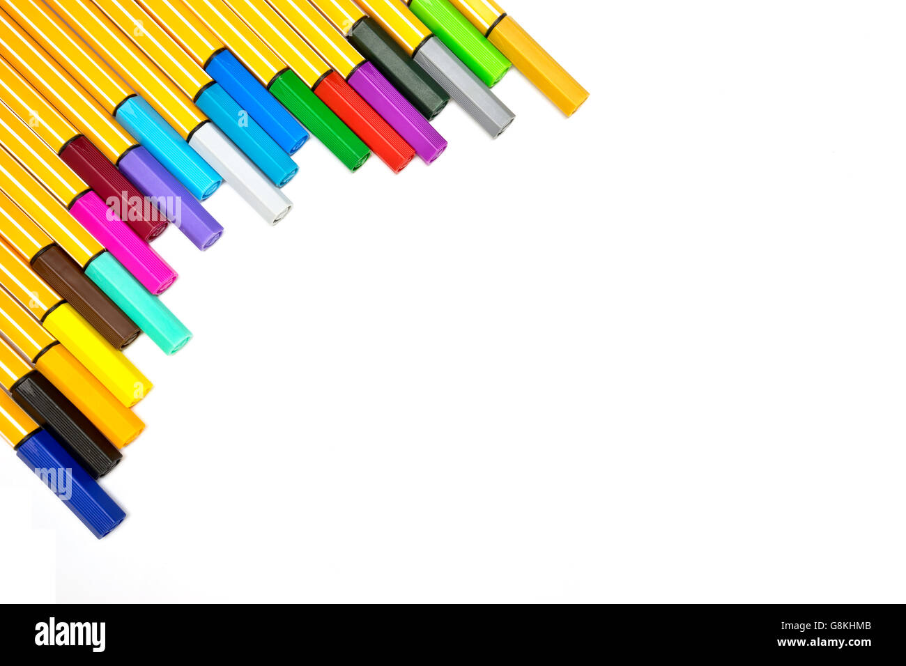 Colorful pens on isolated white background Stock Photo - Alamy