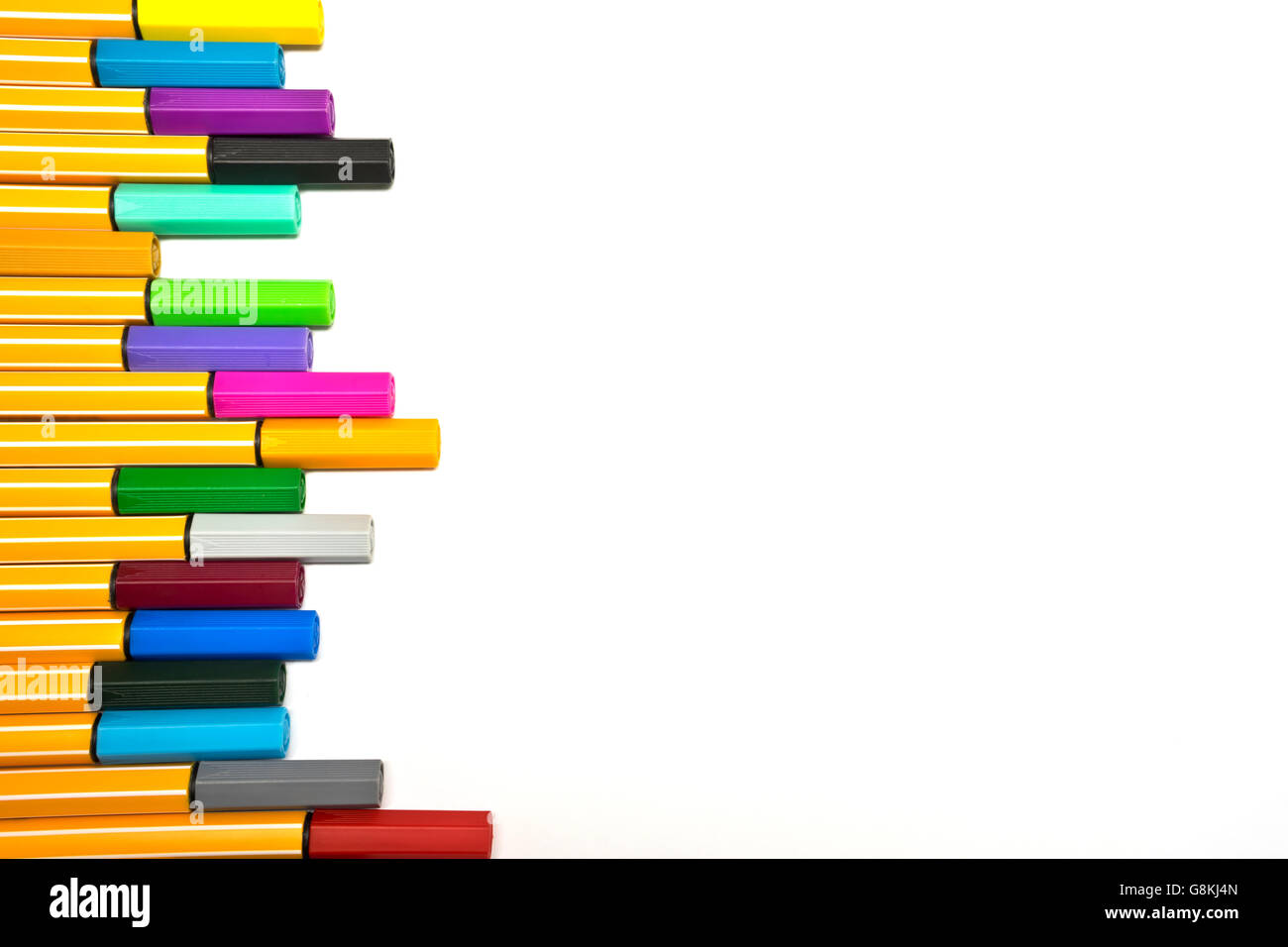 Colorful pens on isolated white background Stock Photo - Alamy