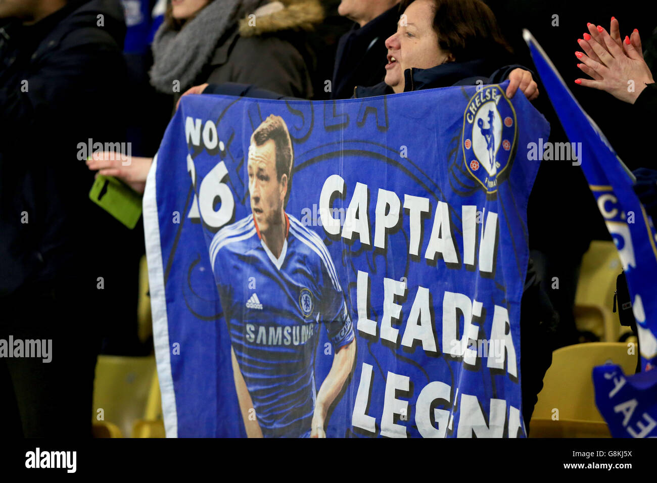 Chelsea fans hold banner in stands hi-res stock photography and images ...