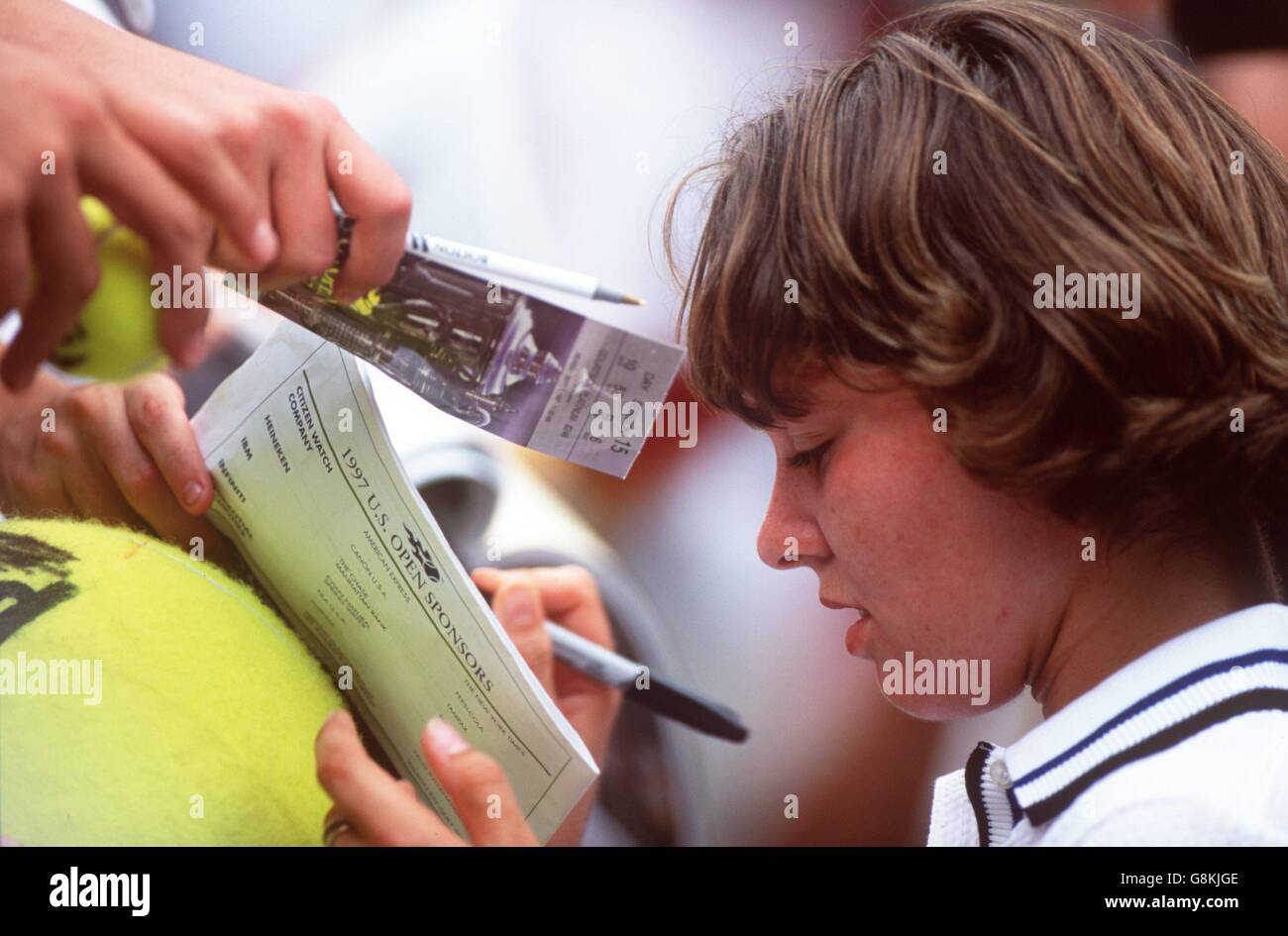 Tennis - US Open - Flushing Meadow, New York. Martina Hingis signs ...