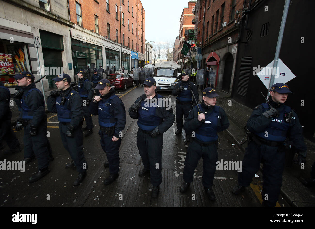 Members of the Garda Public Order Unit in Dublin city centre as ...